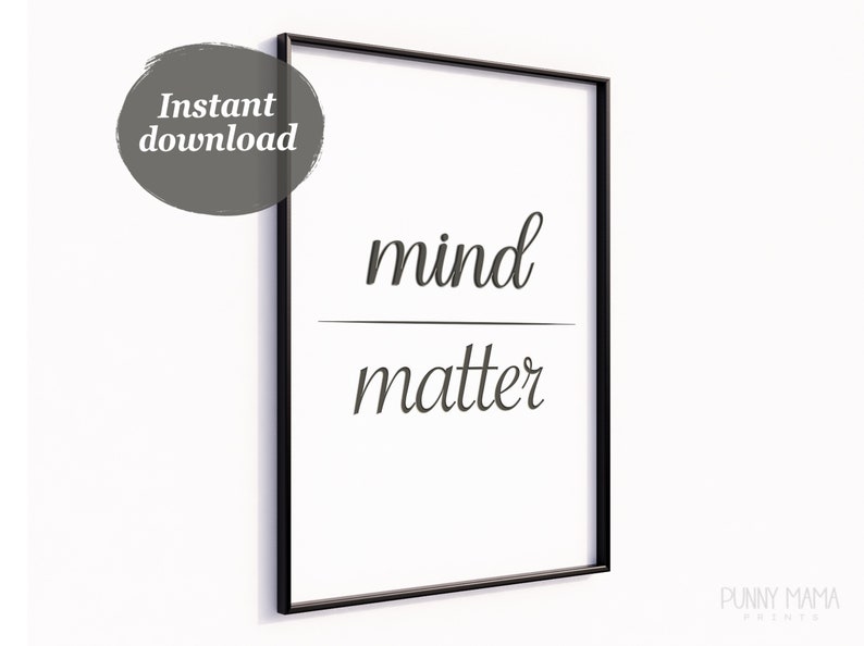 Mind Over Matter PRINT Typography Wall Art Mental Strength Mindfulness ...