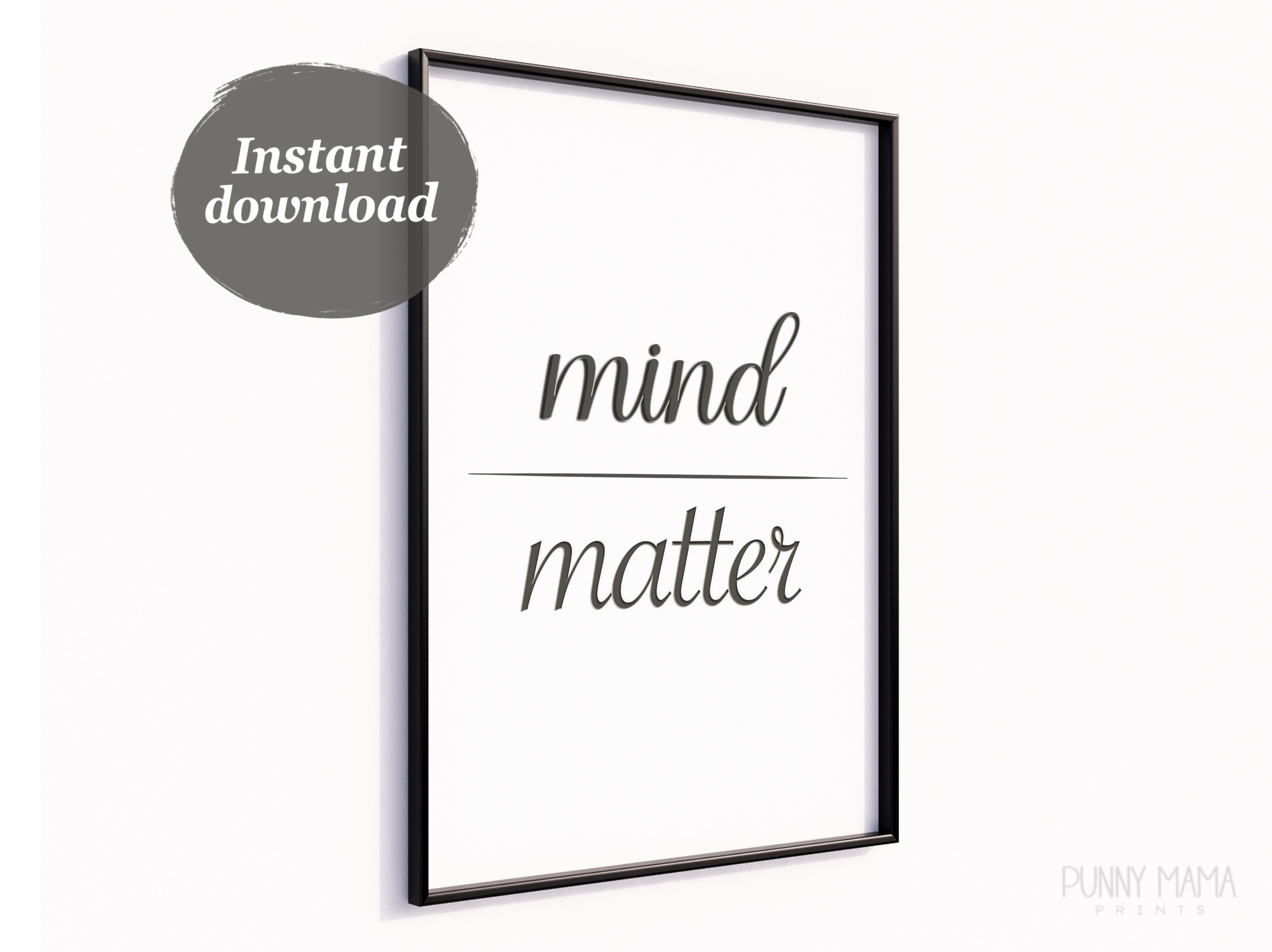 Mind Over Matter PRINT Typography Wall Art Mental Strength Mindfulness ...