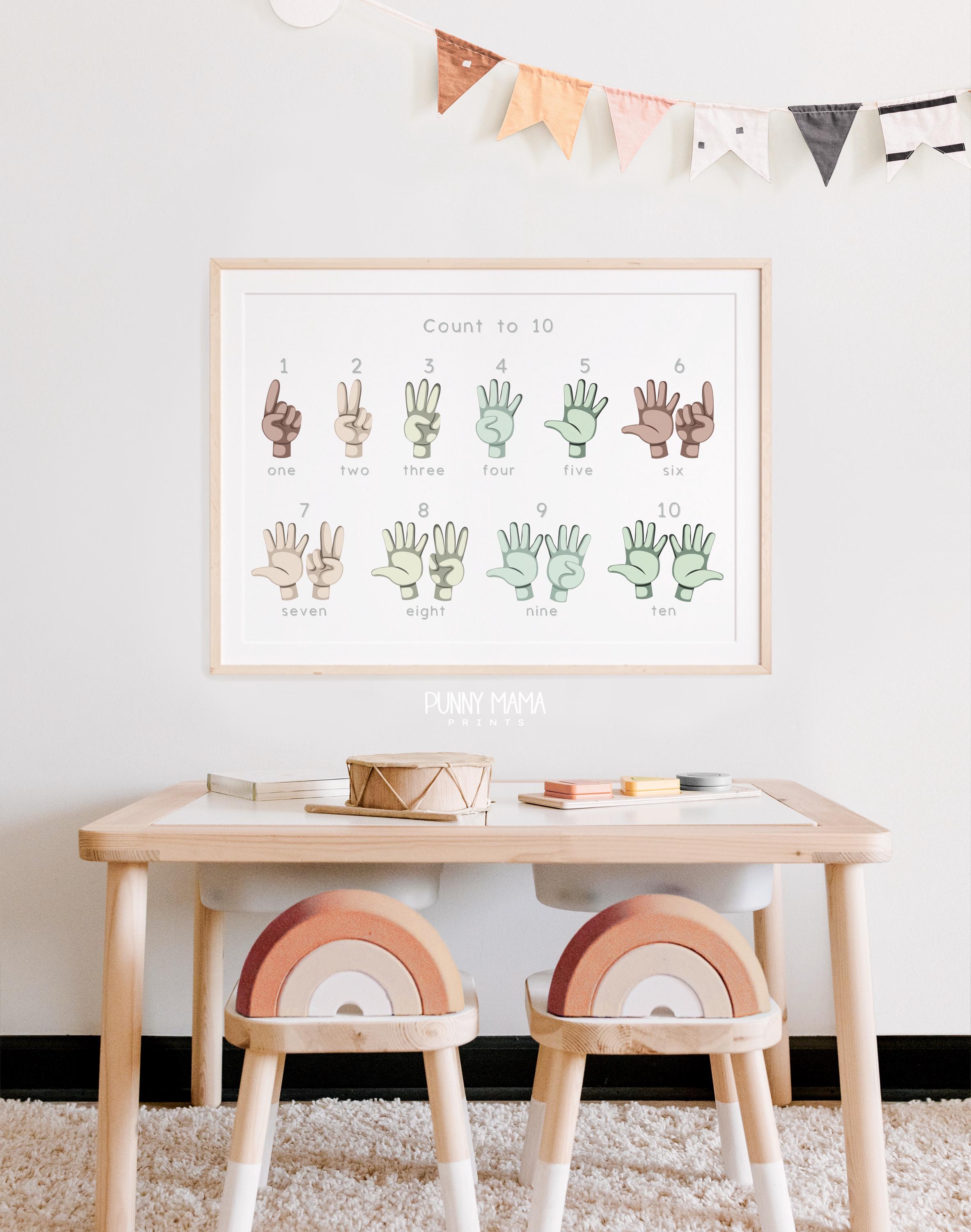 Finger Counting to 10 Printable, Neutral Earth Tones, Cute Educational ...