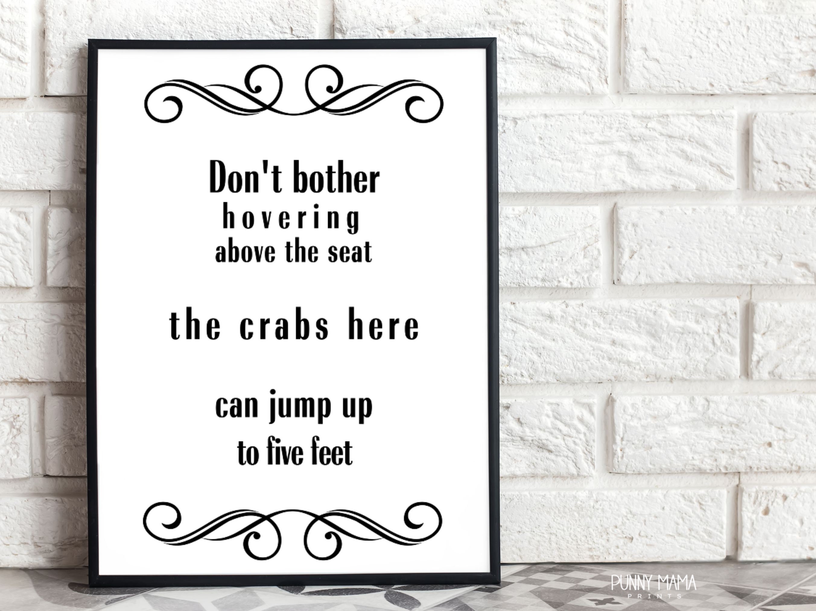 Sarcastic Bathroom Wall Art Printable the Crabs Here Can Jump Toilet ...