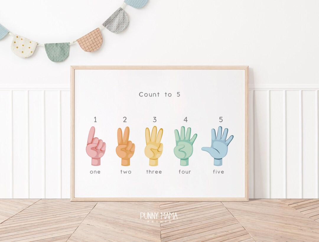 Finger Count Printable Pastel Rainbow Numbers and Counting Print Unique ...