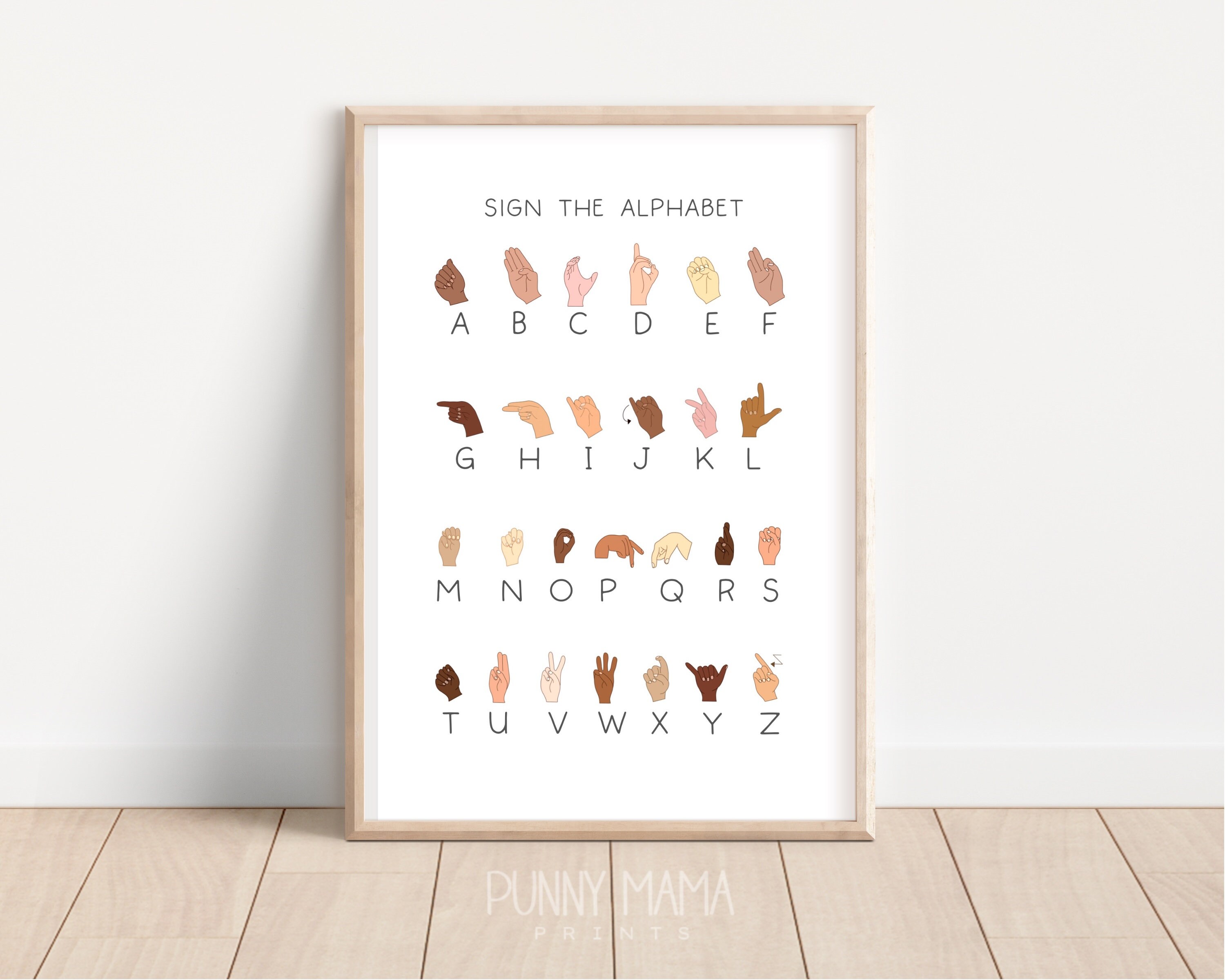 American Sign Language Alphabet Printable, Neutral Tones, ASL Print ...