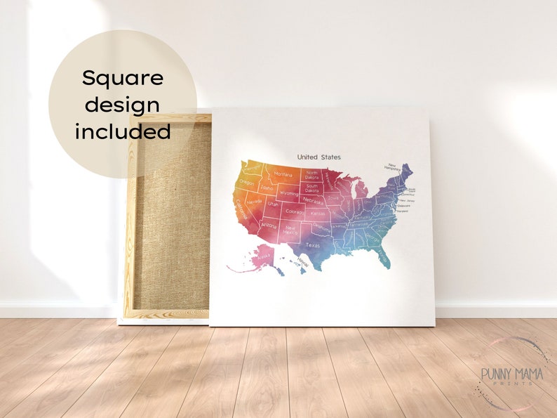 United States Map Printable Pastel Rainbow Kids USA Map Print Includes ...