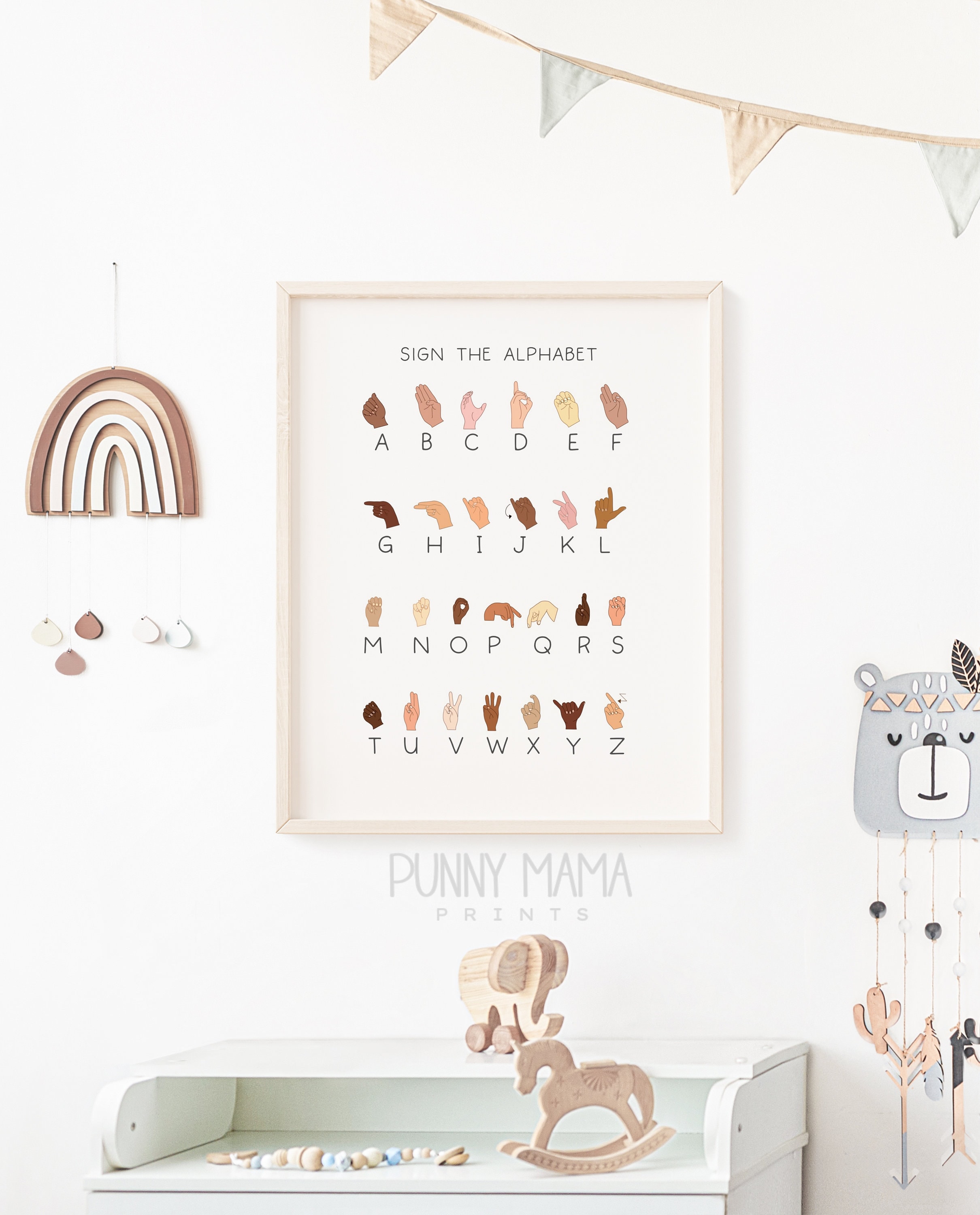 American Sign Language Alphabet Printable, Neutral Tones, ASL Print ...