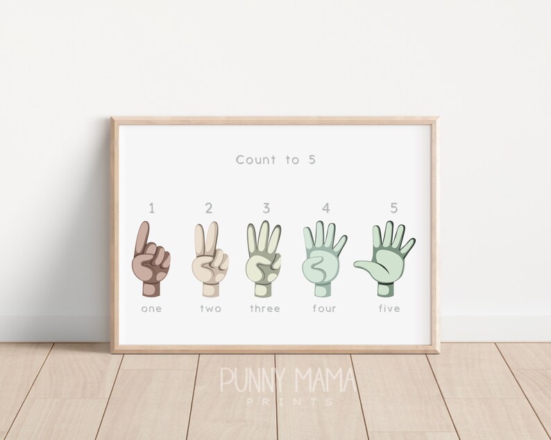 Toddler Finger Counting Printable Neutral Earth Tone Cute - Etsy