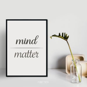Mind Over Matter PRINT Typography Wall Art Mental Strength Mindfulness ...
