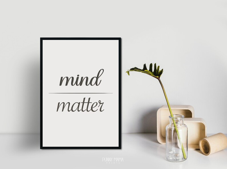 Mind Over Matter PRINT Typography Wall Art Mental Strength Mindfulness ...