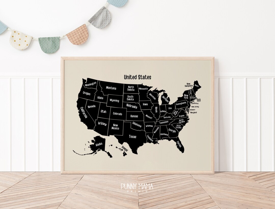 Black and Tan United States Printable, Educational Playroom Nursery ...