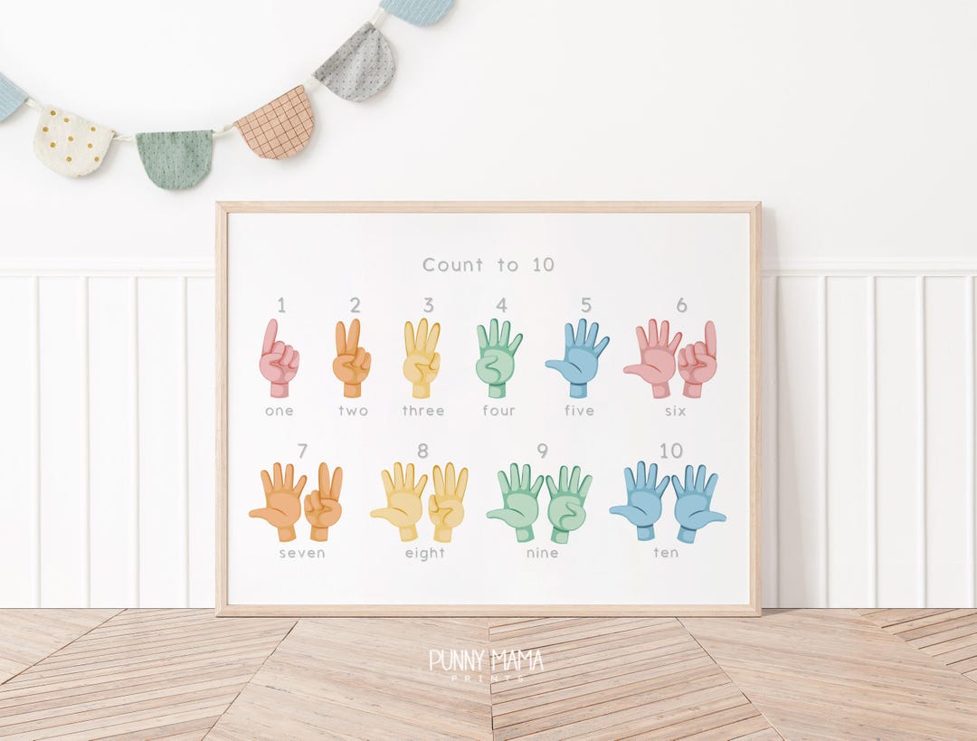 Finger Counting to 10 Printable, Pastel Rainbow, Unique Nursery Print ...
