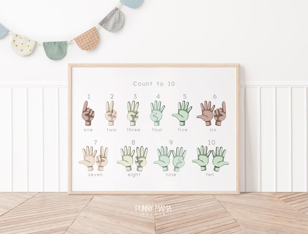 Finger Counting to 10 Printable, Neutral Earth Tones, Cute Educational ...