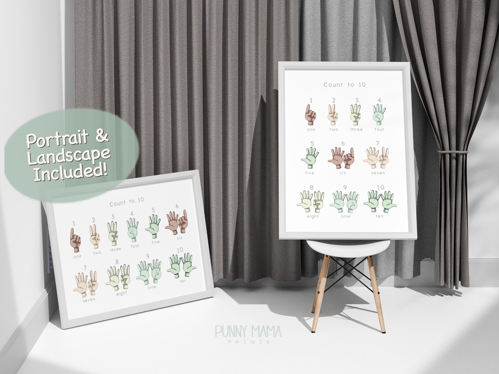 Finger Counting to 10 Printable, Neutral Earth Tones, Cute Educational ...