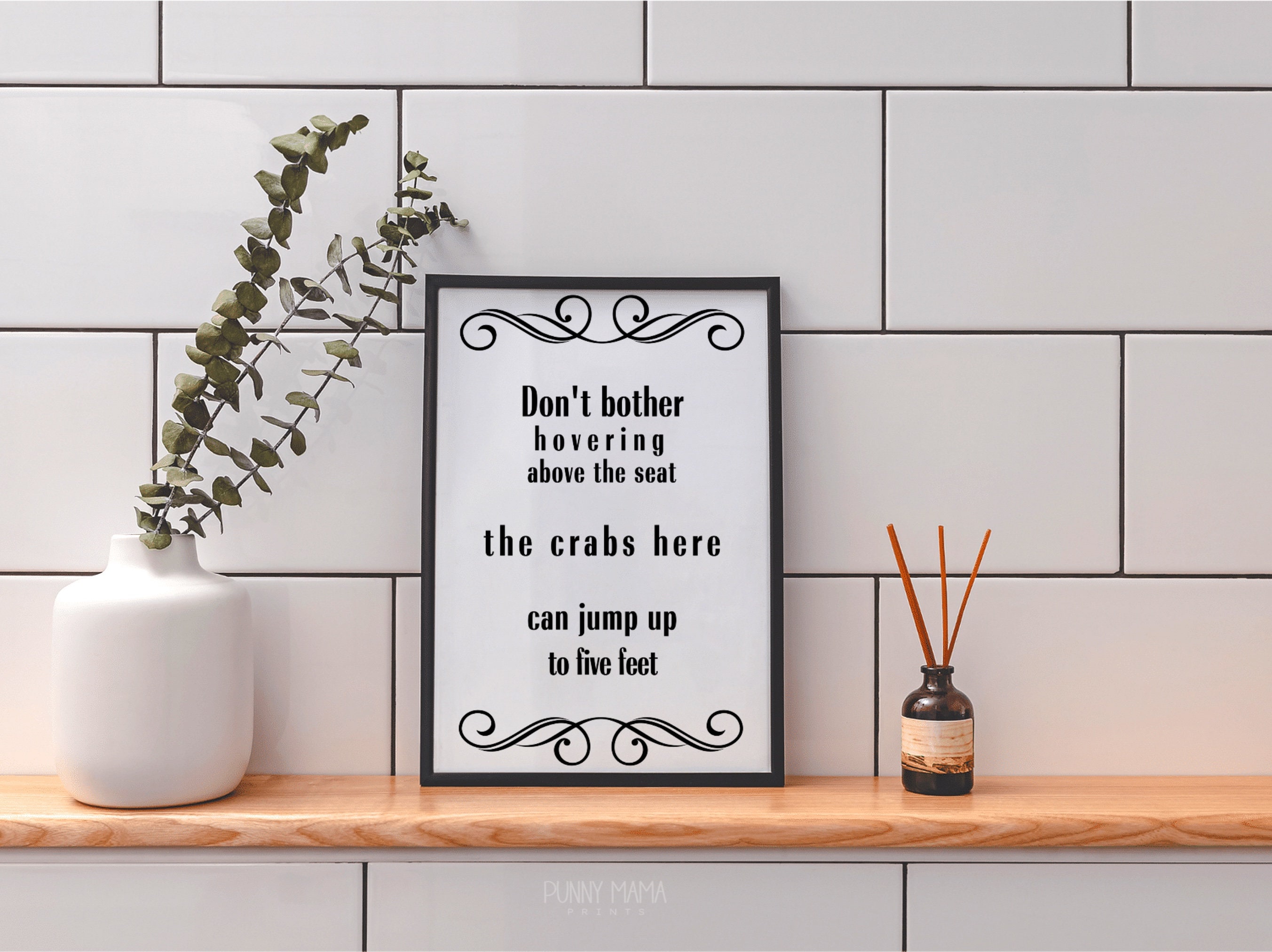 Sarcastic Bathroom Wall Art Printable the Crabs Here Can Jump Toilet ...