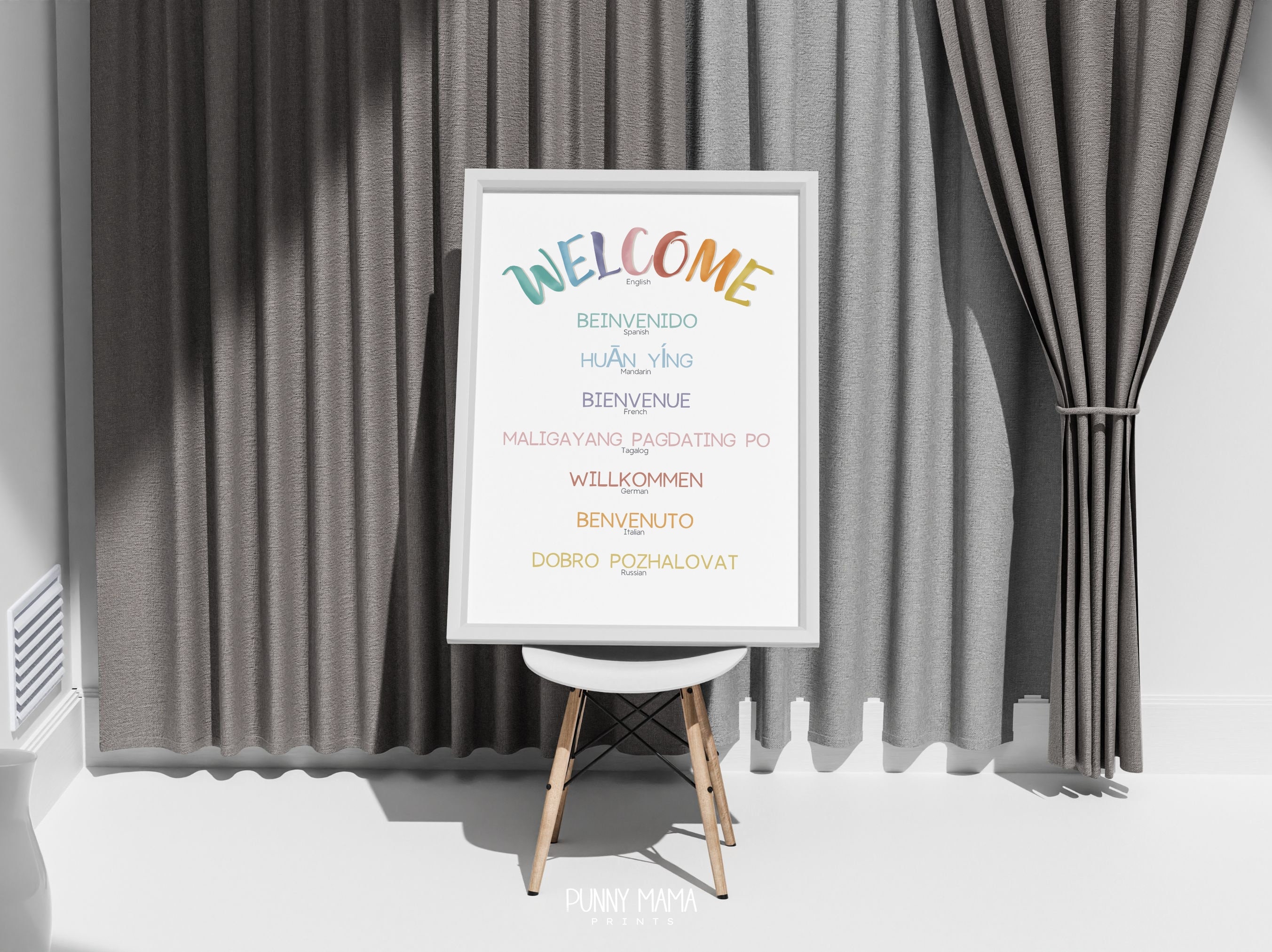 Welcome in Different Languages Printable Set Pastel Rainbow Welcome to ...