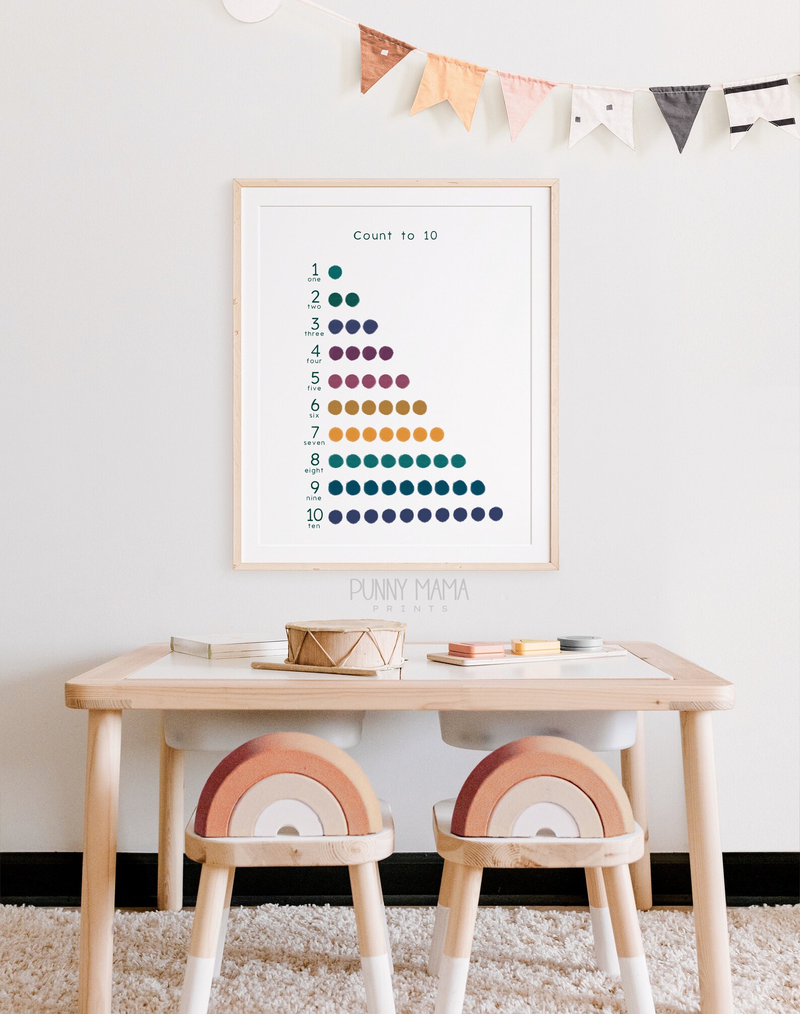 Count to 10 Printable Jewel Tones, Kids Numbers & Counting, Count Along ...