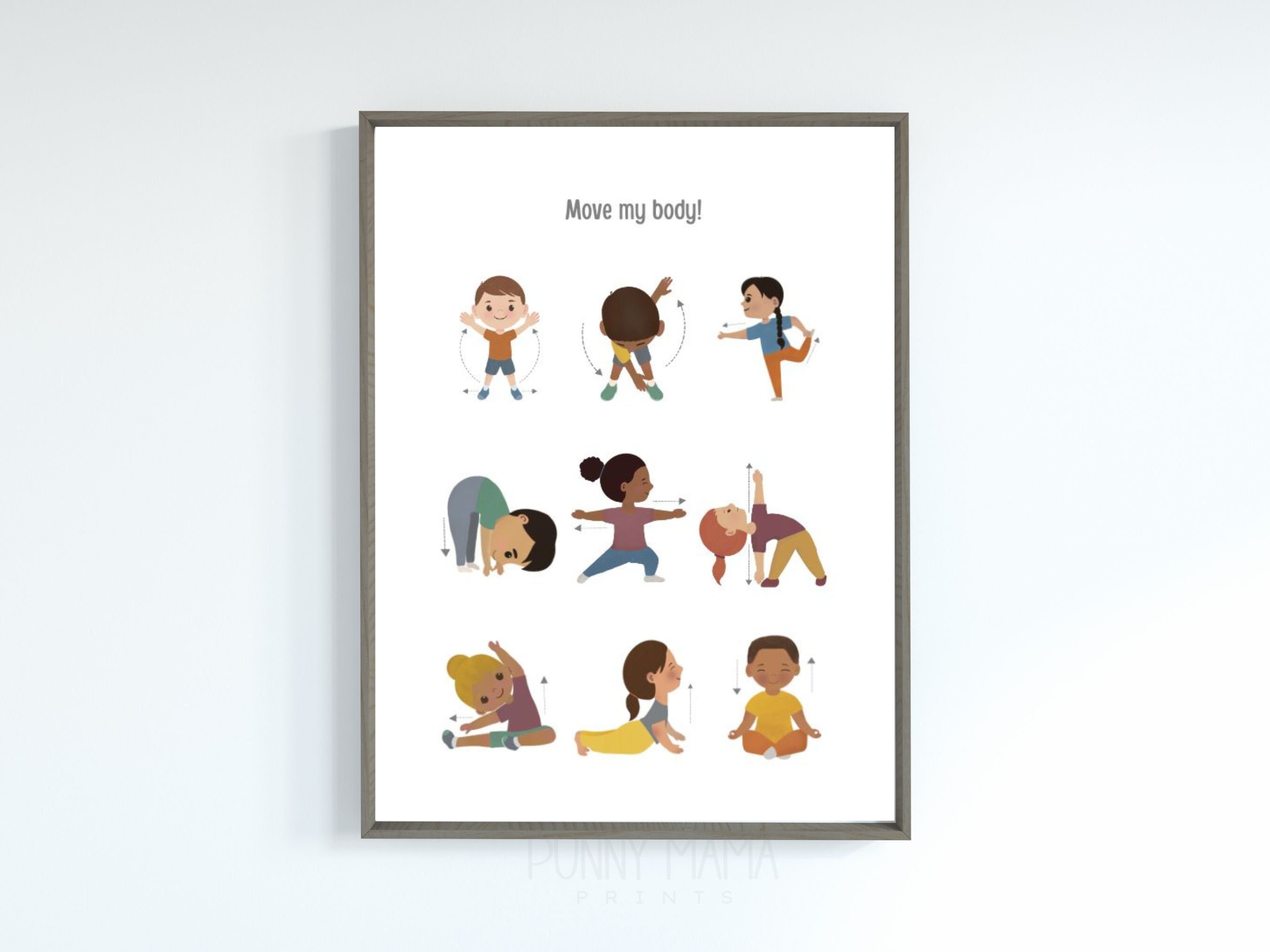 Move My Body Printable Wall Art Children's Stretching Yoga - Etsy