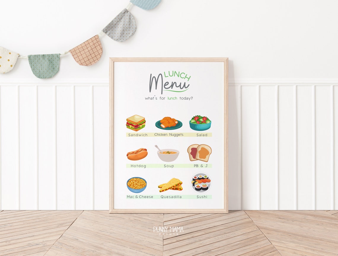 Printable Play Menus Set of 6, Kids Kitchen Decor, Restaurant Play ...