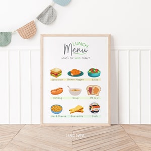 Printable Play Menus Set of 6, Kids Kitchen Decor, Restaurant Play ...