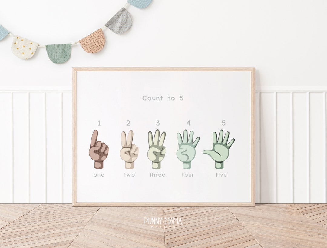 Toddler Finger Counting Printable Neutral Earth Tone Cute Classroom ...