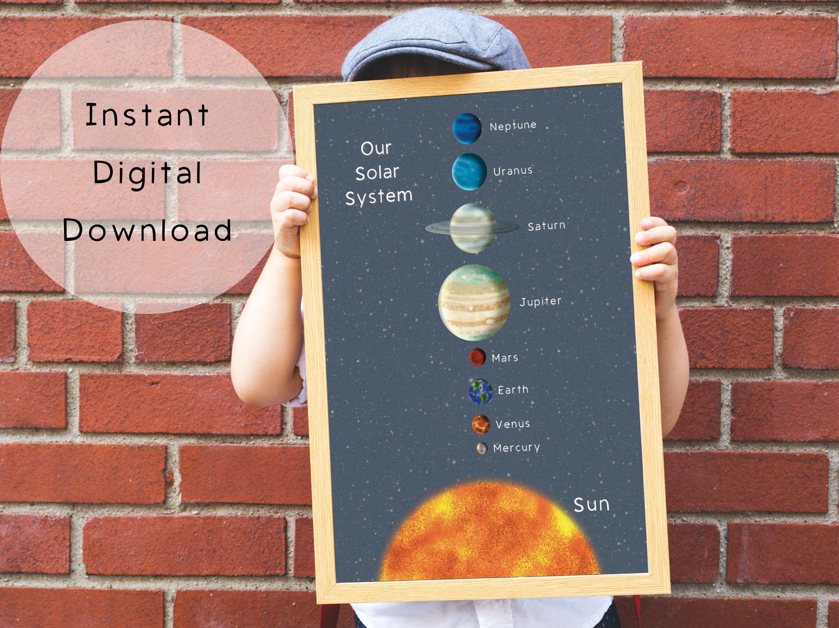 Our Solar System Night Sky Printable, Outer Space Print, Sun Planets ...