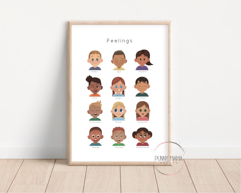 Feelings Printable, Kids Emotional Intelligence Print, Facial ...