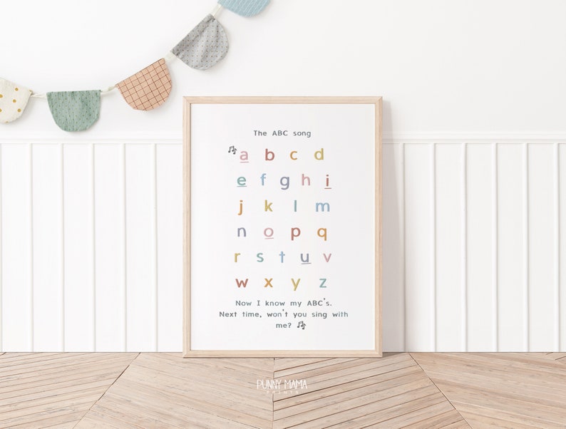 Sing the ABC Song Printable Pastel Rainbow Kids Fun Educational ...