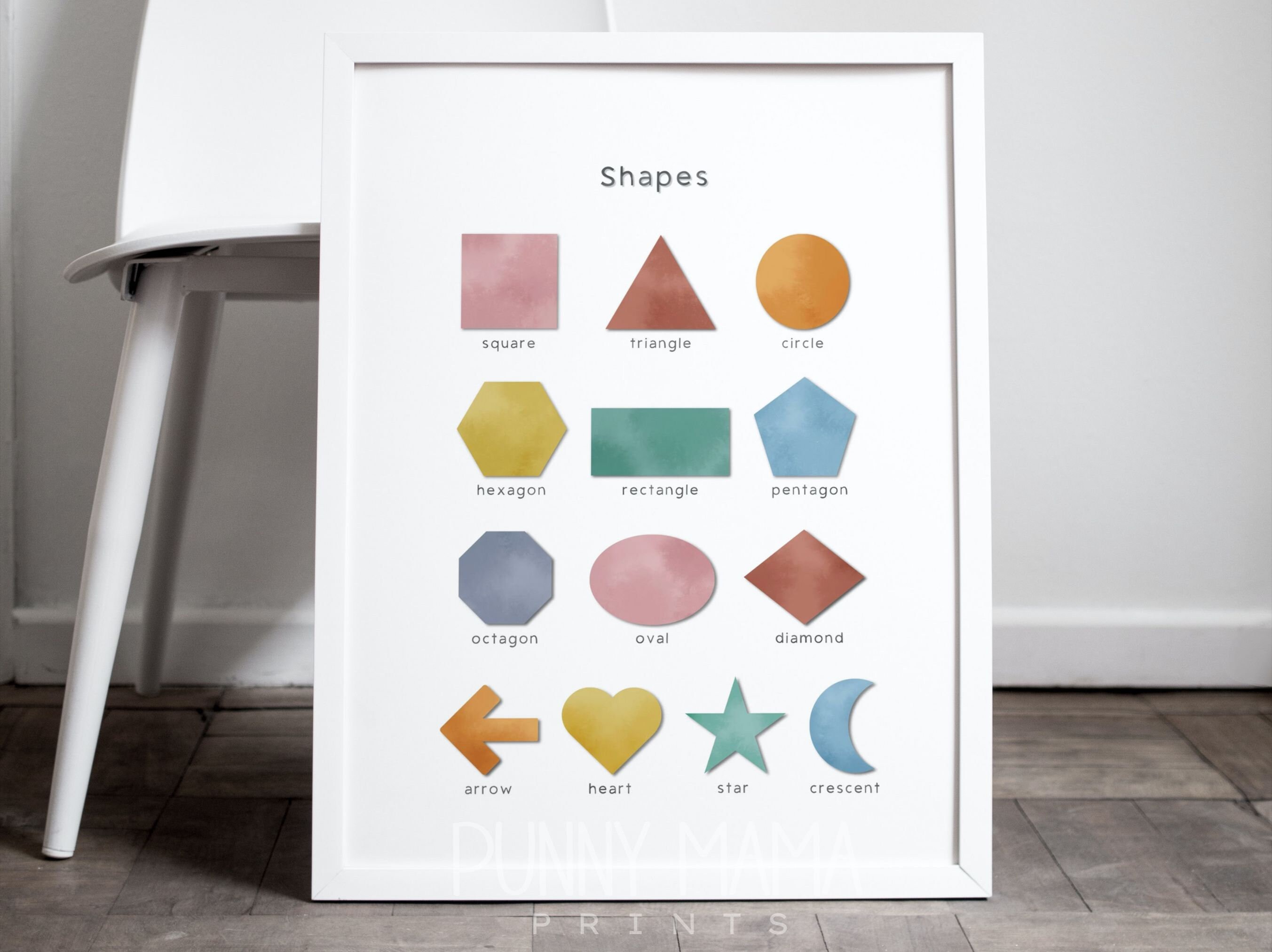 Shapes Printable Pastel Rainbow Geometric 2D Shapes Kids - Etsy