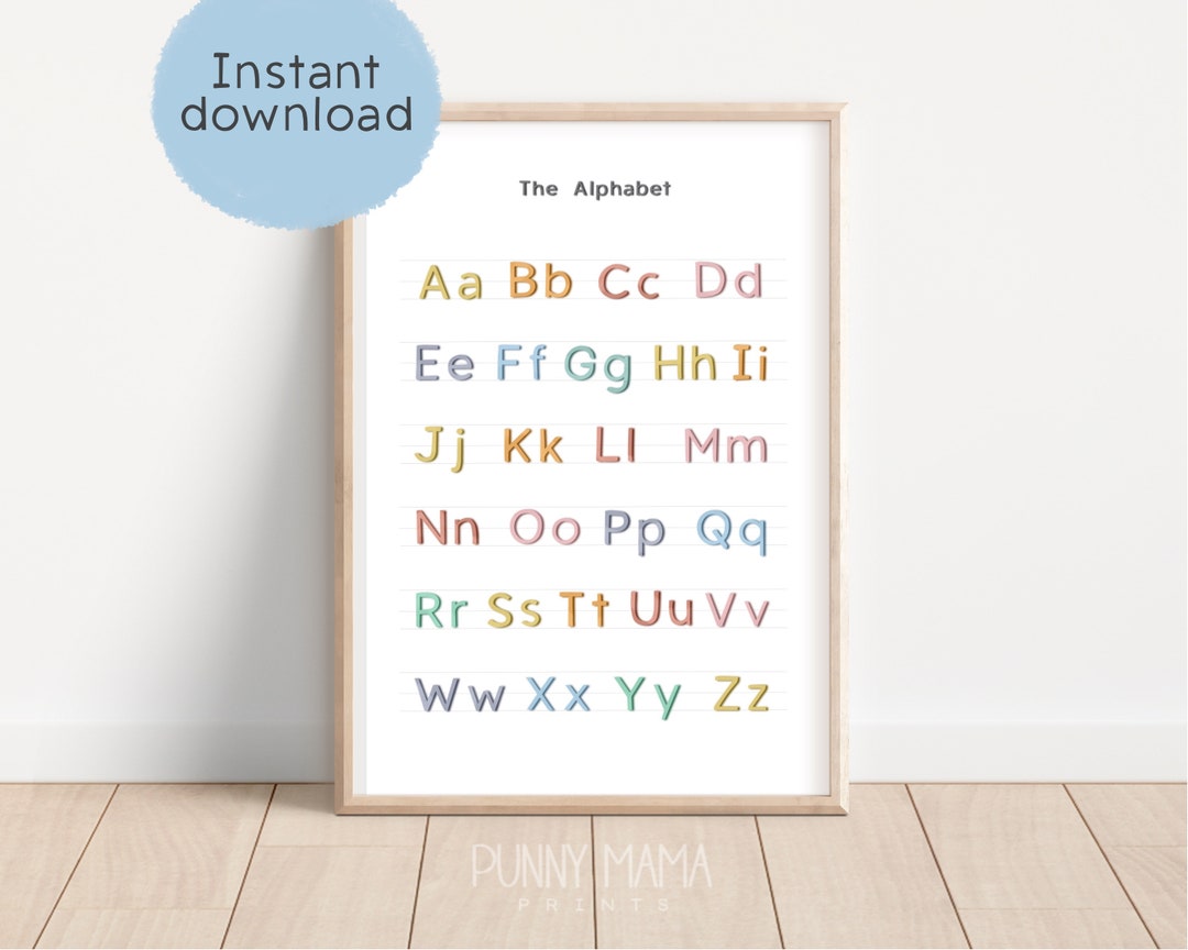 Handwriting ABC Printable, Pastel Rainbow, Toddler ABC Penmanship, Cute ...
