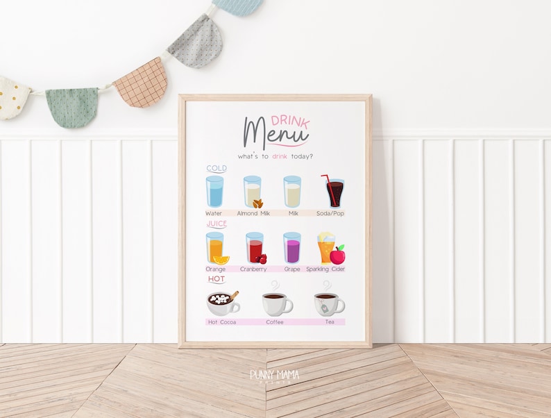 Printable Play Menus Set of 6, Kids Kitchen Decor, Restaurant Play ...