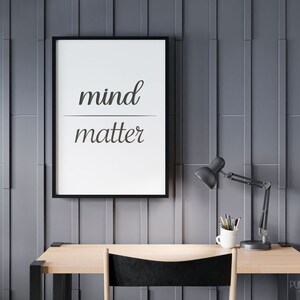 Mind Over Matter PRINT Typography Wall Art Mental Strength Mindfulness ...