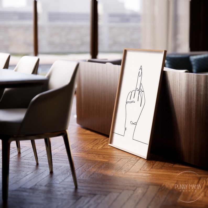 Middle Finger Line Art PRINTABLE, Feminine Classy Fuk You, Offensive ...