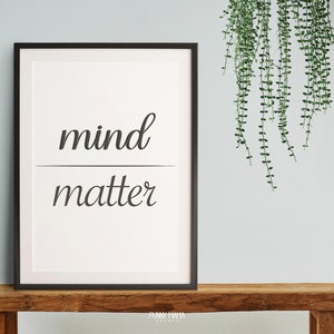 Mind Over Matter PRINT Typography Wall Art Mental Strength Mindfulness ...