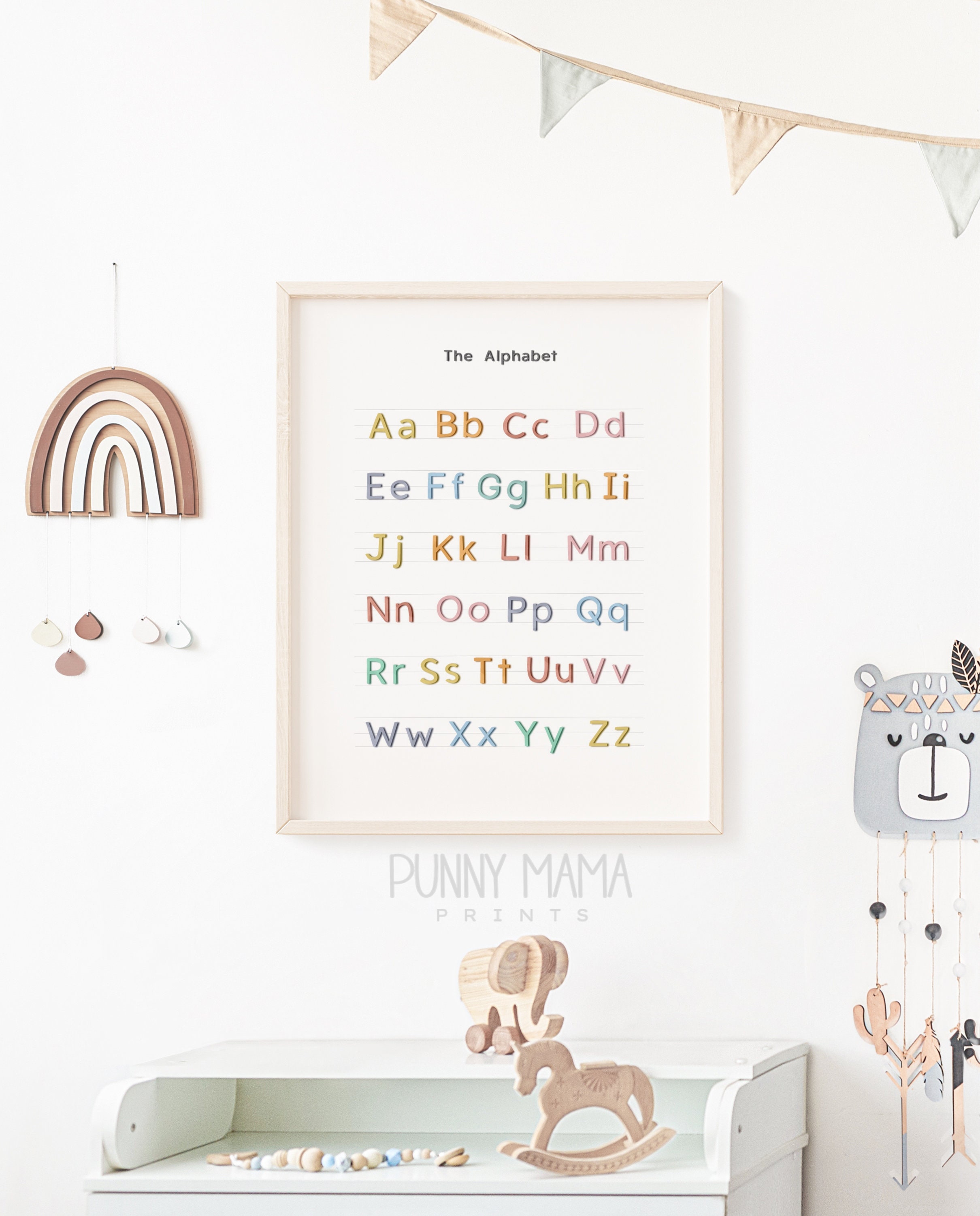 Handwriting ABC Printable, Pastel Rainbow, Toddler ABC Penmanship, Cute ...