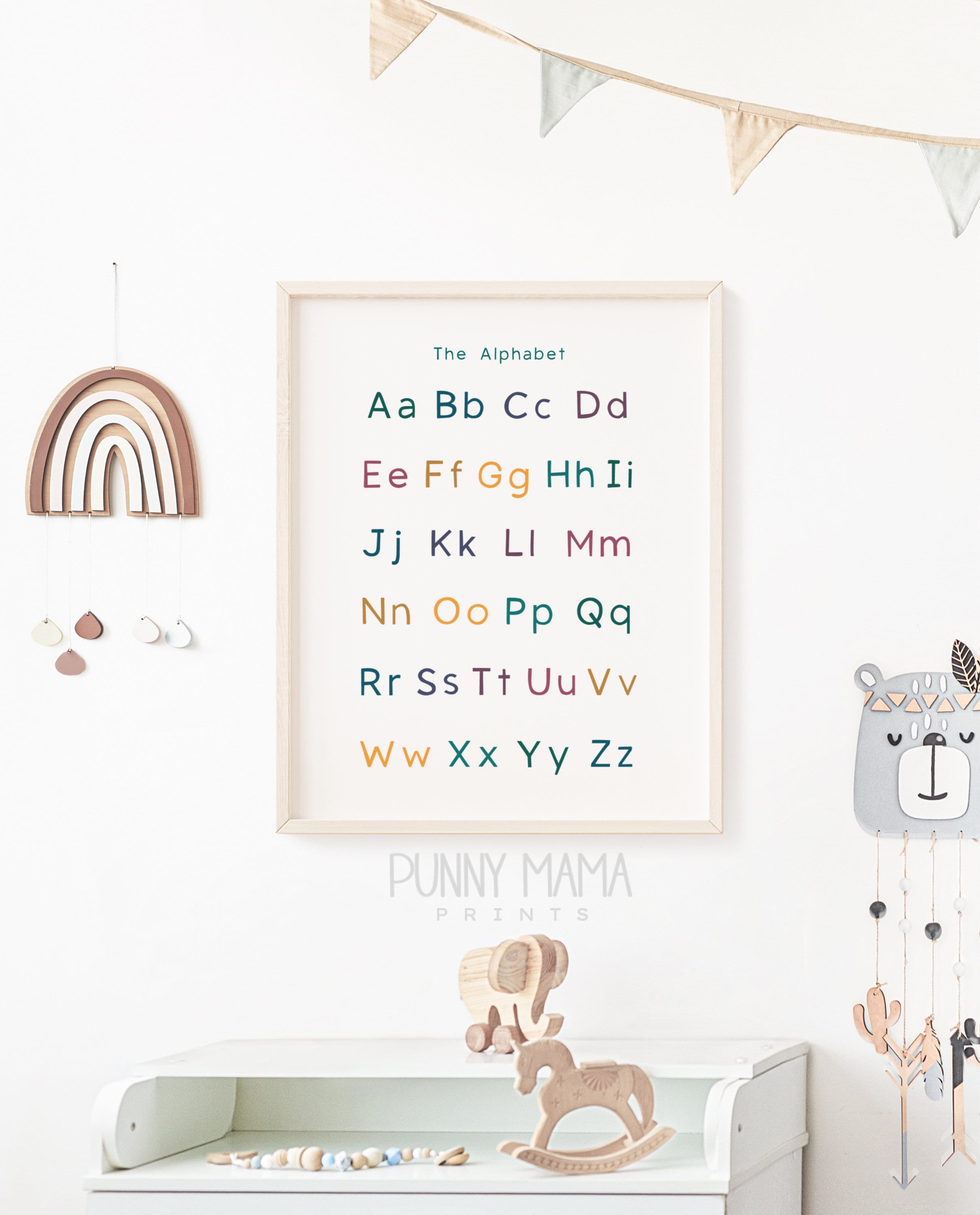 PRINTABLE Alphabet Wall Art, Bold Jewel Tones Abcs, Kids Educational ...