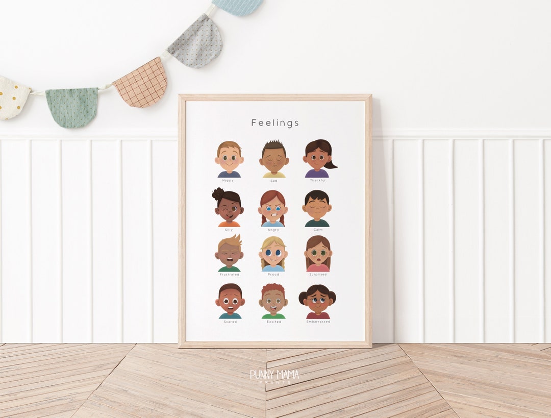 Toddler Emotions and Feelings Print Nursery Wall Art Kids Emotions ...