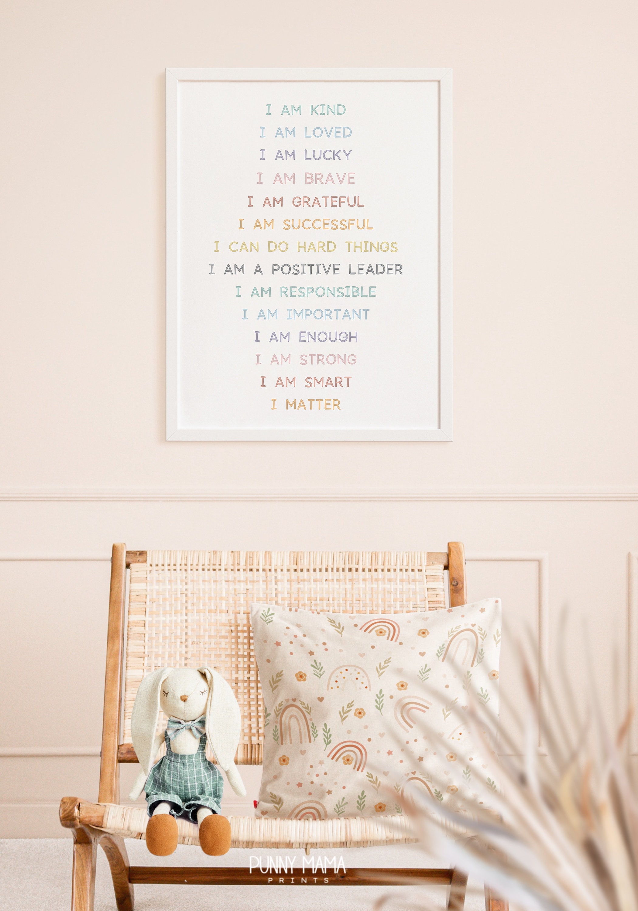 Childrens Positive Affirmations Print Pastel Rainbow Kids Daily ...