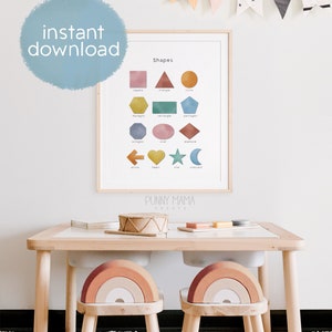 Shapes Printable Pastel Rainbow Geometric 2D Shapes Kids Printable ...