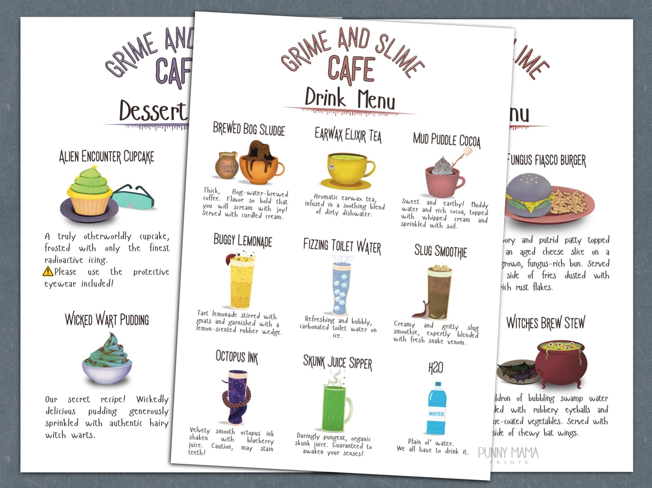 Printable Silly Play Menus, Gross Fun Unusual Menu, Restaurant Play ...