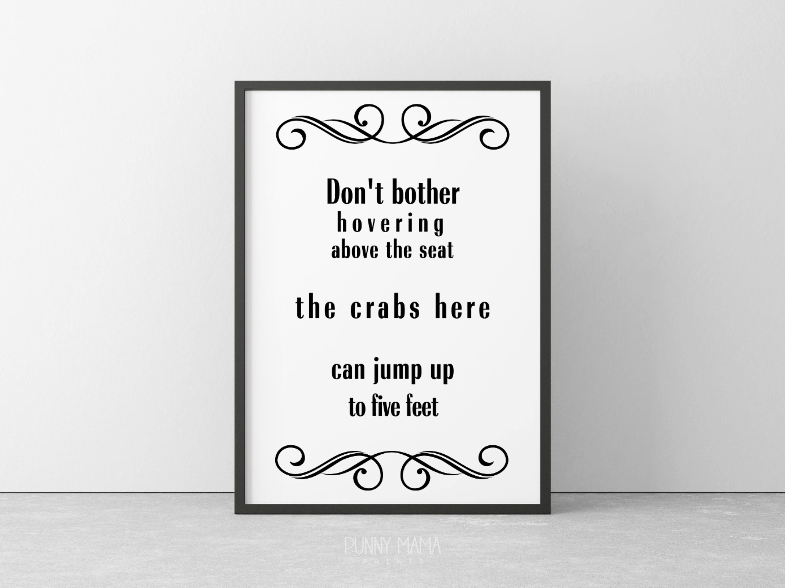 Sarcastic Bathroom Wall Art Printable the Crabs Here Can Jump Toilet ...