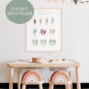 Finger Counting to 10 Printable, Neutral Earth Tones, Cute Educational ...