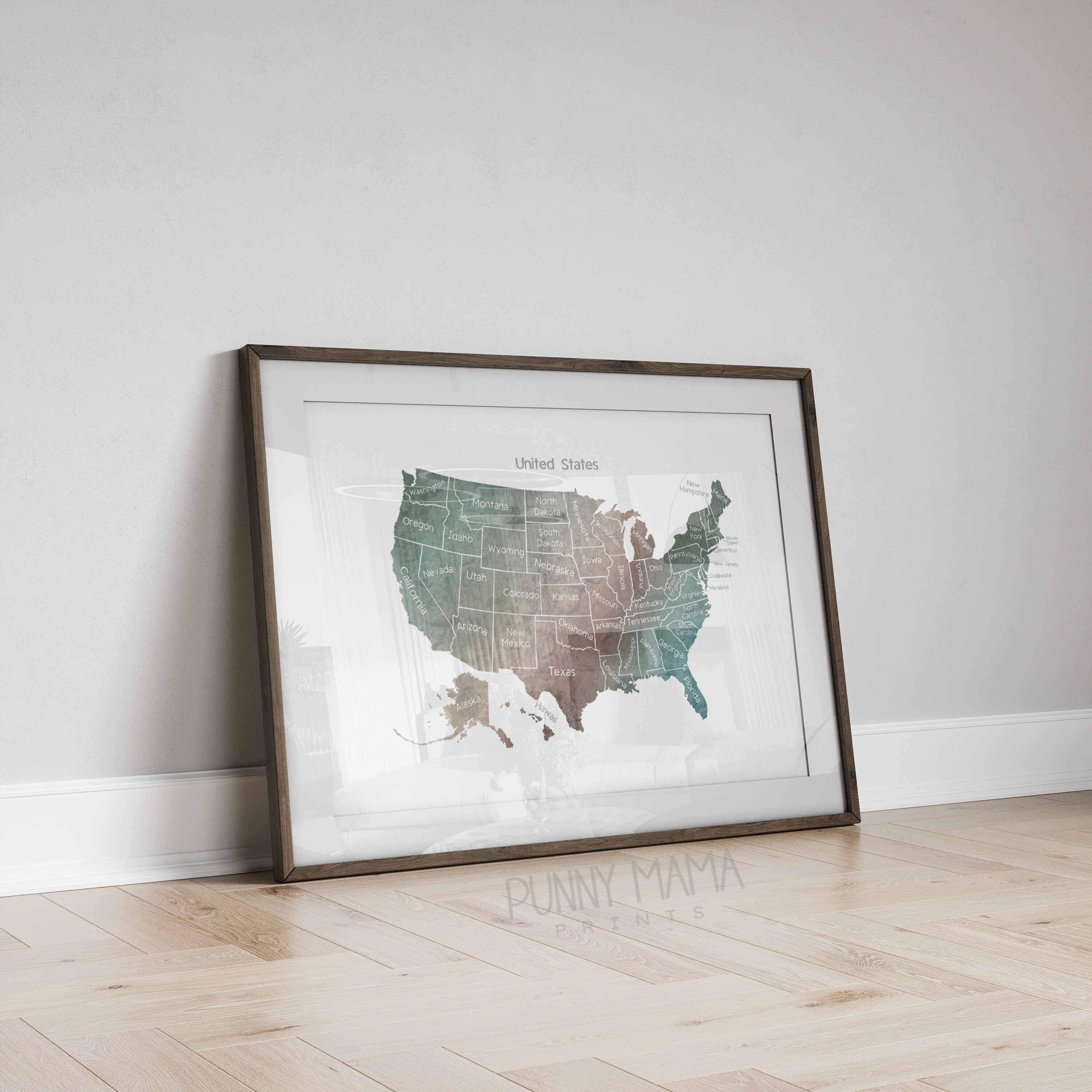 United States of America Map Printable Neutral Earth Tones Kids ...