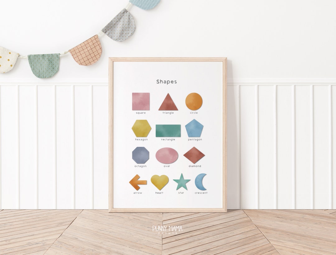 Shapes Printable Pastel Rainbow Geometric 2D Shapes Kids Printable ...