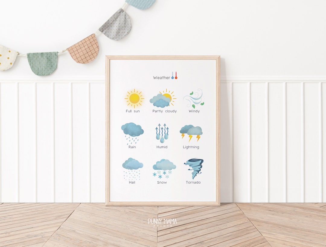 Childrens Weather PRINT Kids Weather Forecast Chart Toddler Wall Art ...