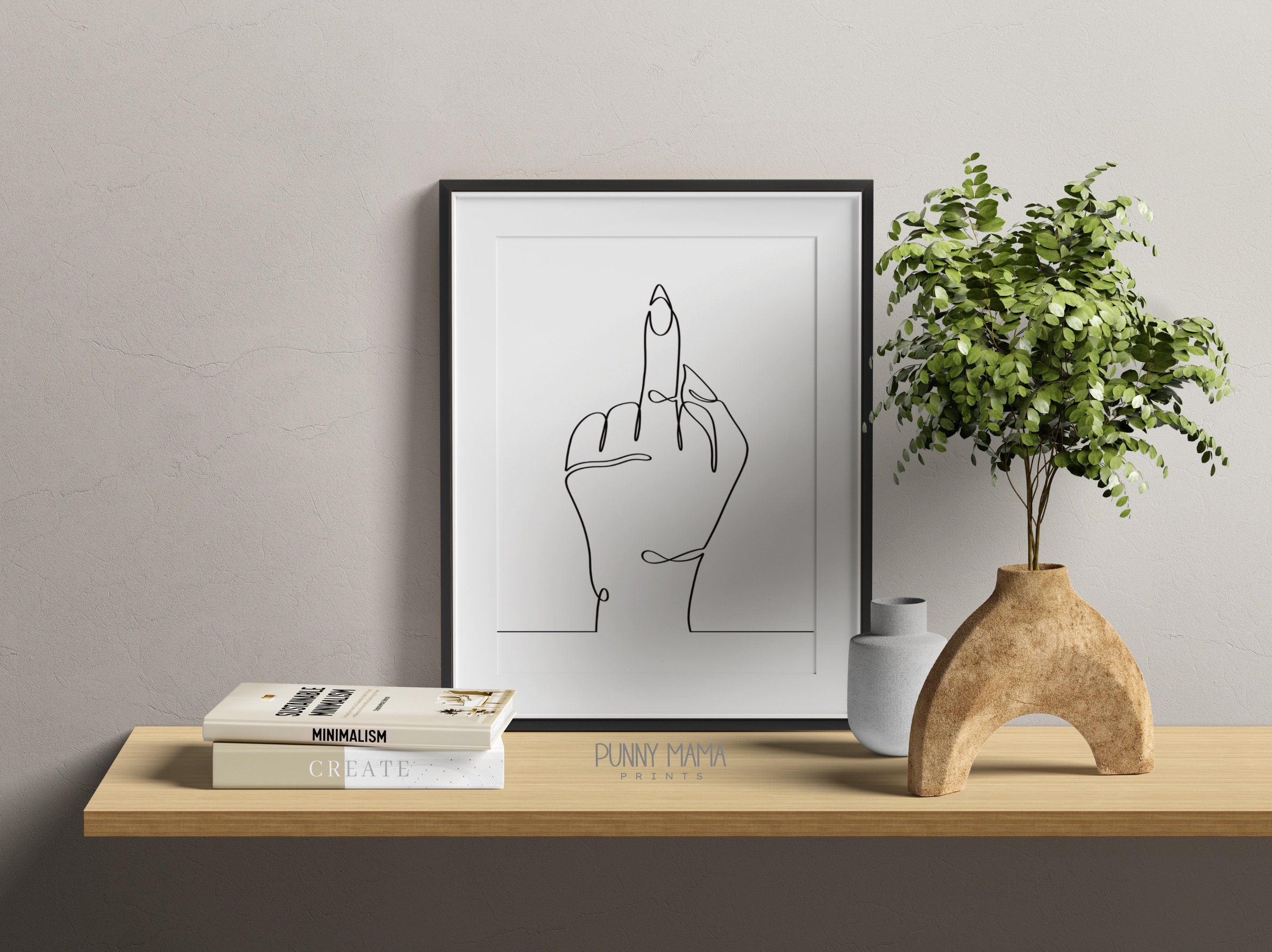 Middle Finger Line Art PRINTABLE, Feminine Classy Fuk You, Offensive ...