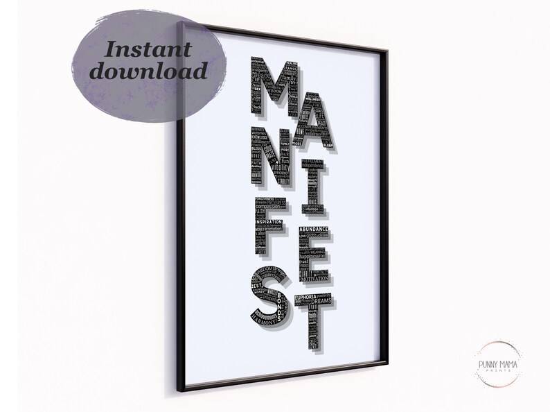 Manifest Typography Art Printable Inspirational Law of - Etsy