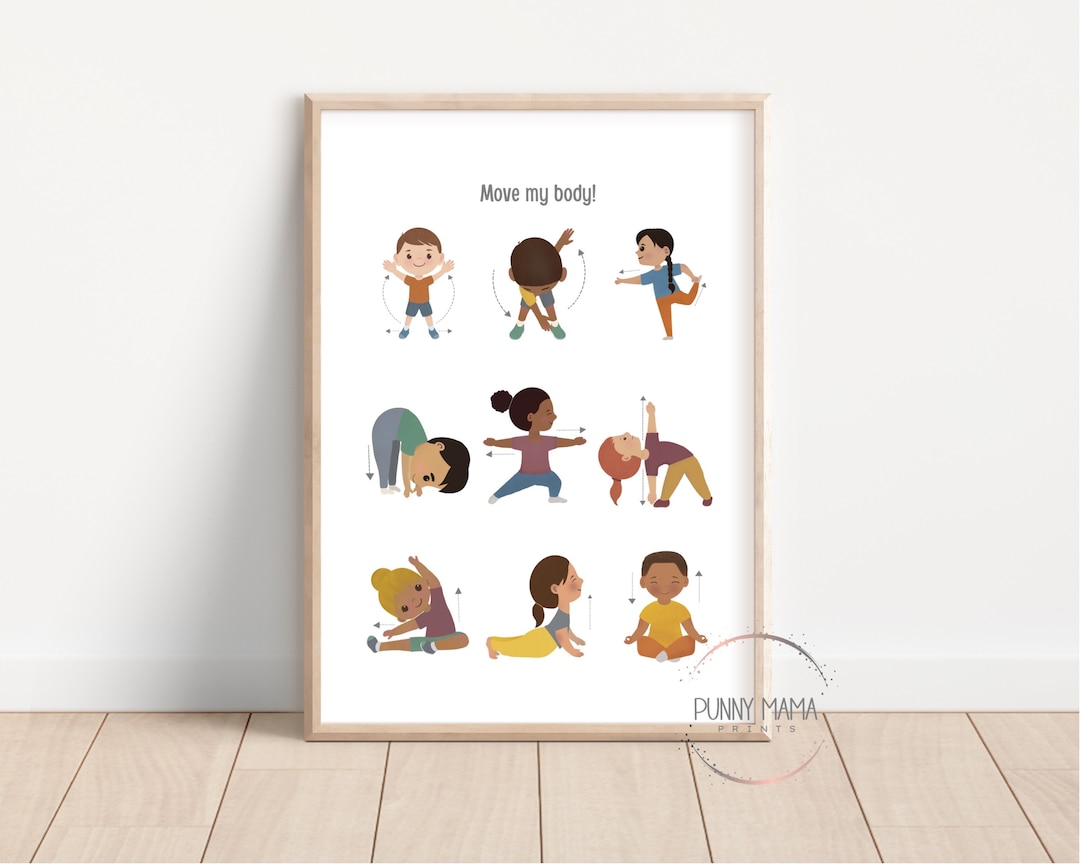 Move My Body Printable Wall Art Children's Stretching Yoga - Etsy