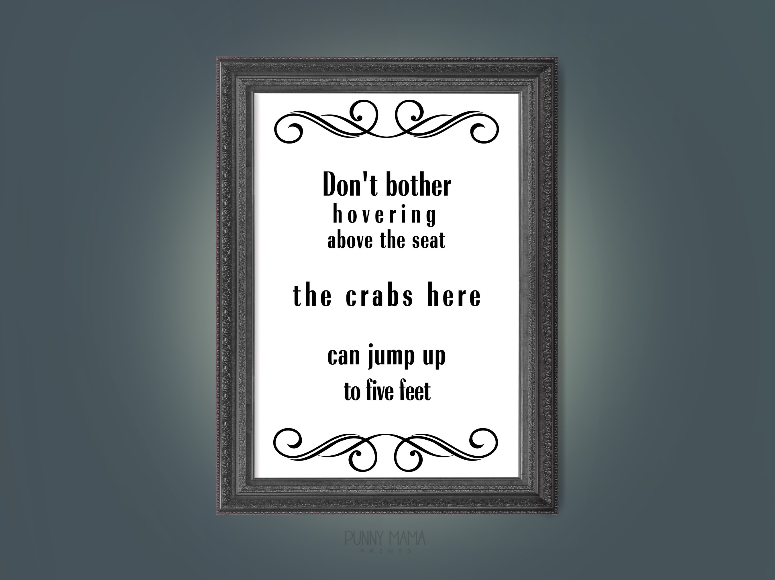 Sarcastic Bathroom Wall Art Printable the Crabs Here Can Jump Toilet ...