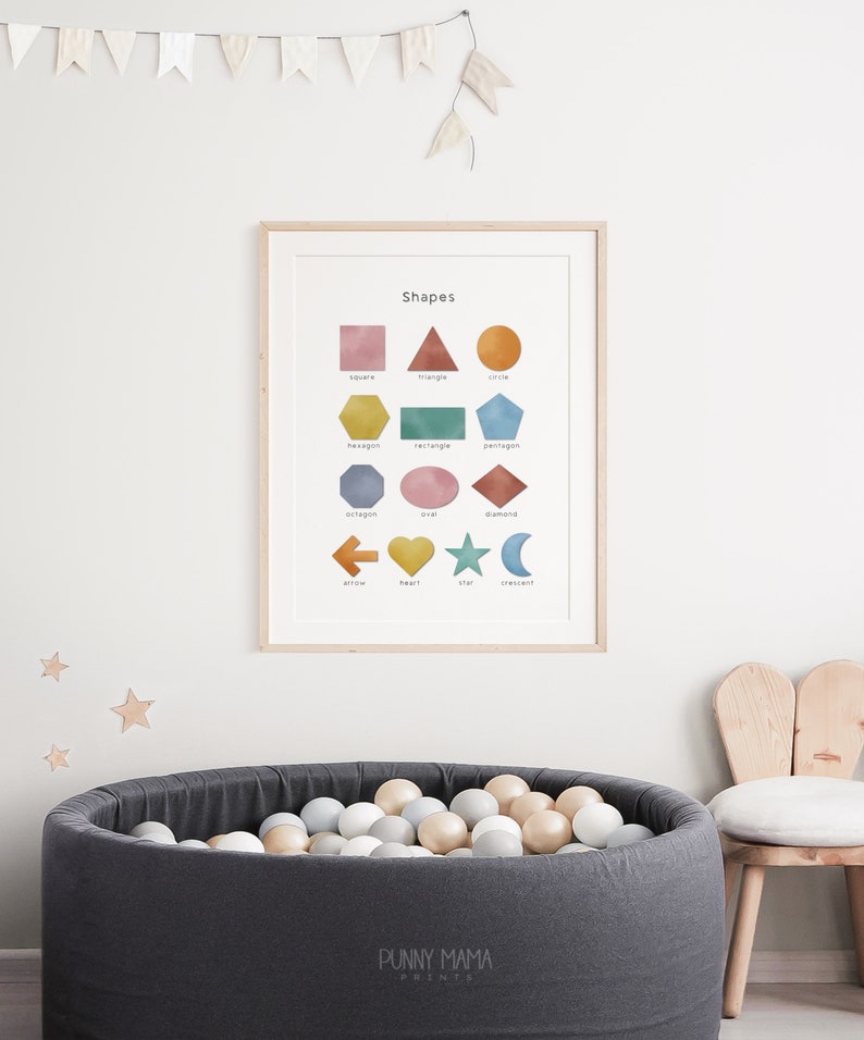 Shapes Printable Pastel Rainbow Geometric 2D Shapes Kids Printable ...