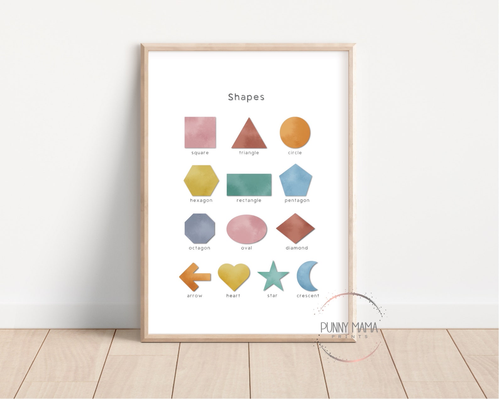 Shapes Printable Pastel Rainbow Geometric 2D Shapes Kids Printable ...