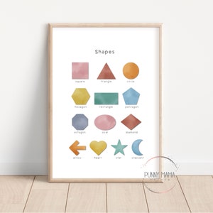 Shapes Printable Pastel Rainbow Geometric 2D Shapes Kids Printable ...