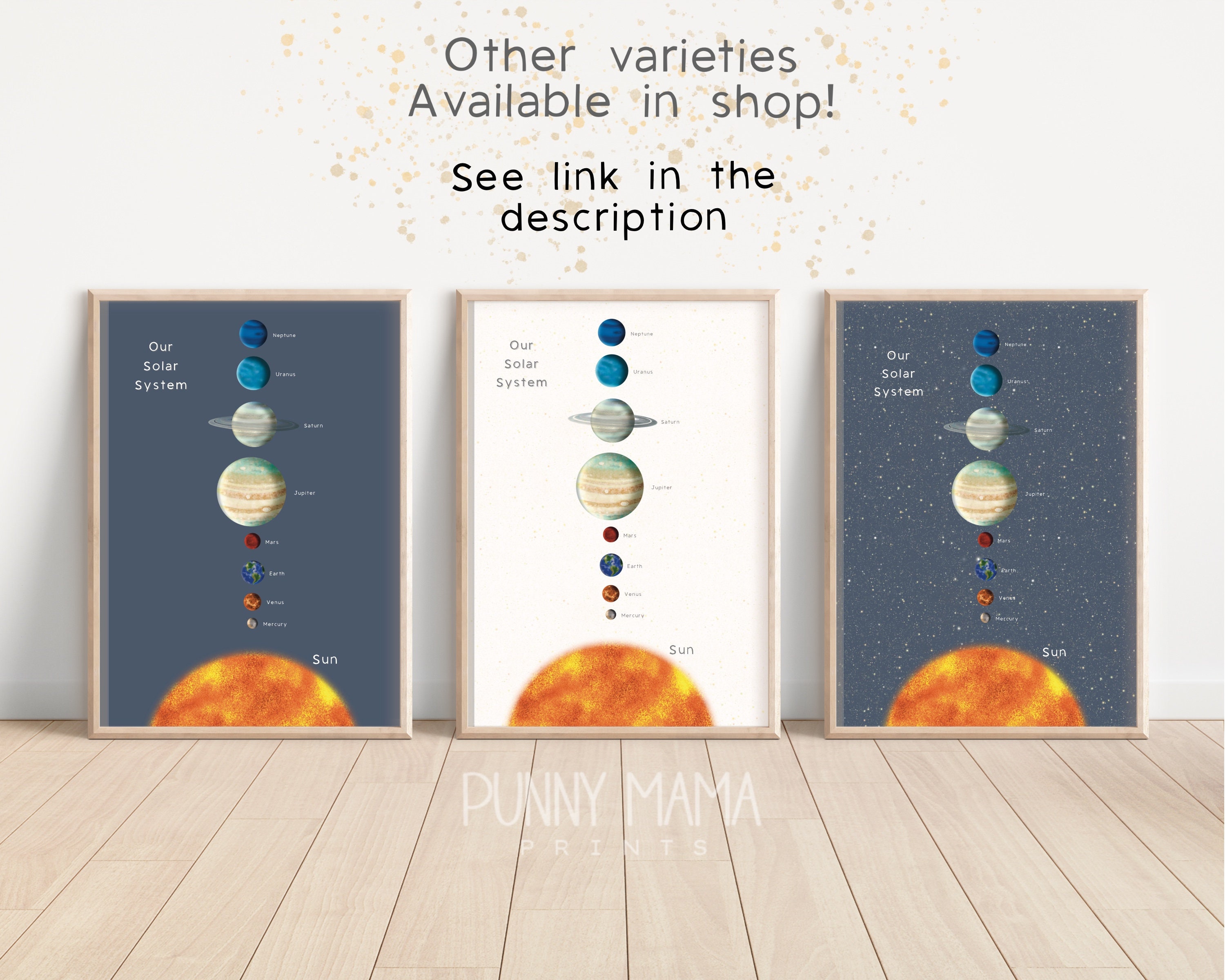 Our Solar System Night Sky Printable, Outer Space Print, Sun Planets ...